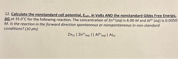Solved Calculate the nonstandard cell potential, Ecell, in | Chegg.com