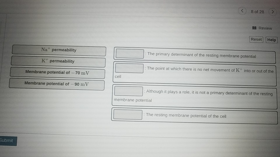 Solved 1 Review Reset Help Na permeability The | Chegg.com