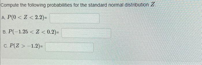 Solved Compute the following probabilities for the standard | Chegg.com