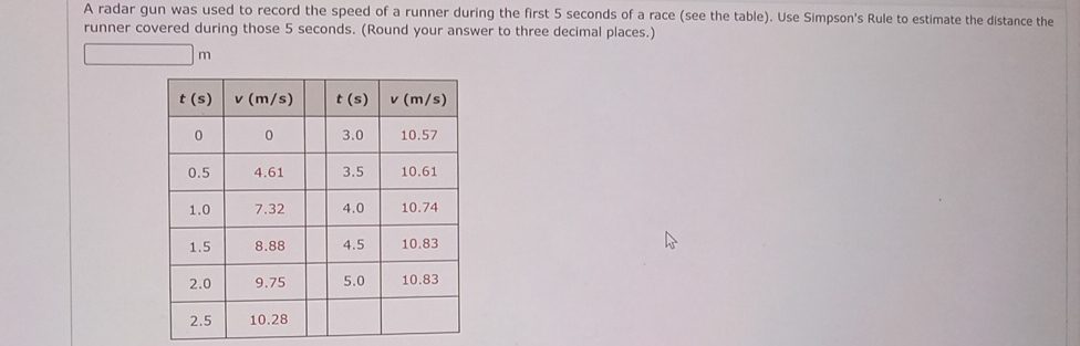 Solved A radar gun was used to record the speed of a runner | Chegg.com