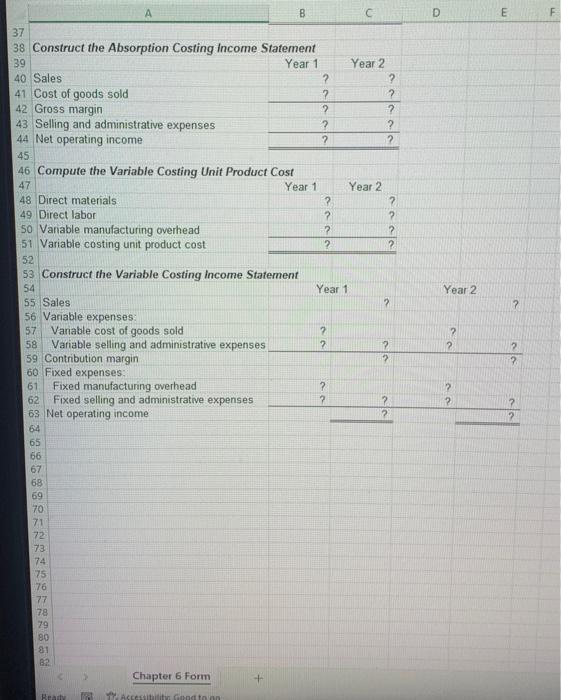 Solved Enter a formula into each of the cells marked with a | Chegg.com