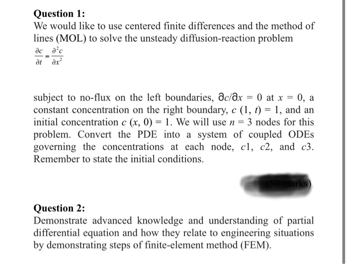Solved Question 1: We would like to use centered finite | Chegg.com