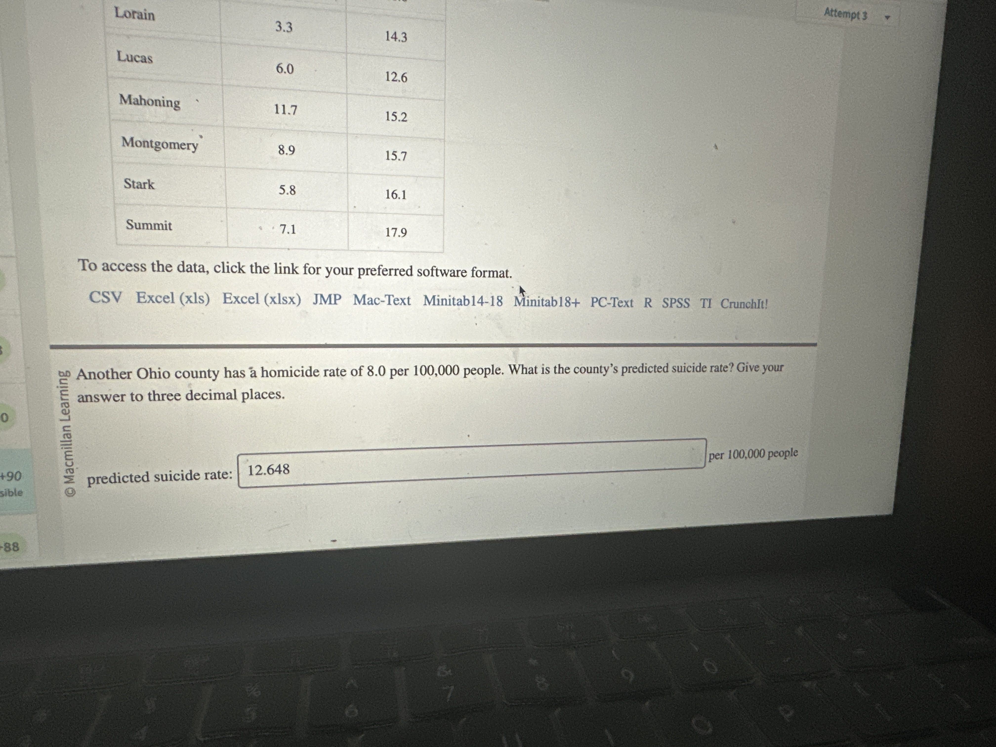 To ﻿access the data, click the link for your | Chegg.com