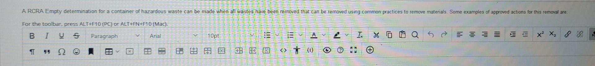 Solved A RCRA Empty determination for a container of | Chegg.com