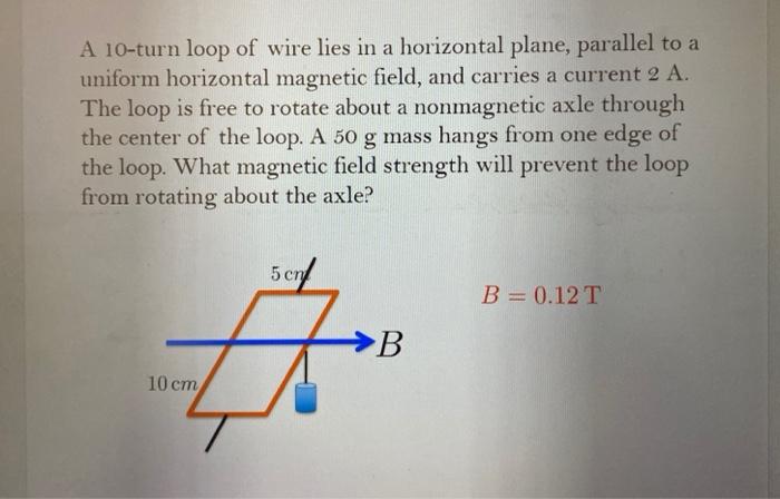 Solved A 10-turn loop of wire lies in a horizontal plane, | Chegg.com