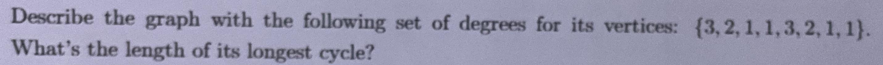 Solved Describe the graph with the following set of degrees | Chegg.com