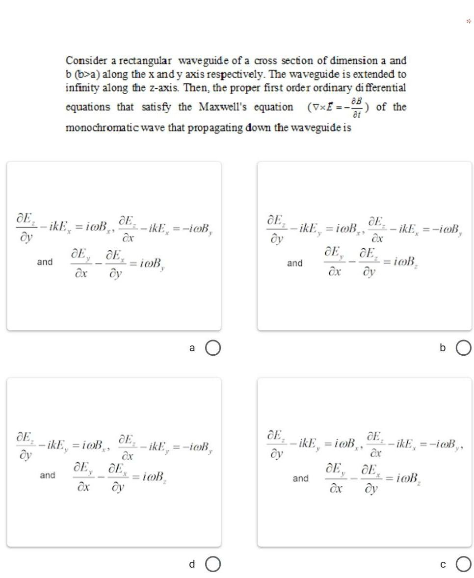 Solved Consider a rectangular waveguide of a cross section | Chegg.com