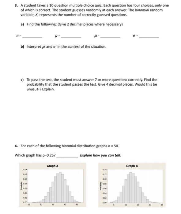 Solved 3. A student takes a 10 question multiple choice | Chegg.com