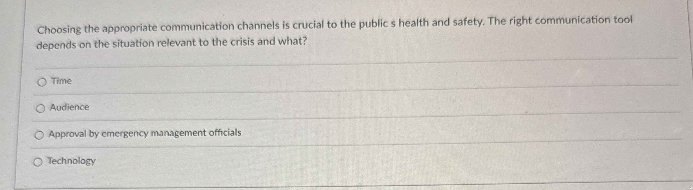 Solved Choosing the appropriate communication channels is | Chegg.com