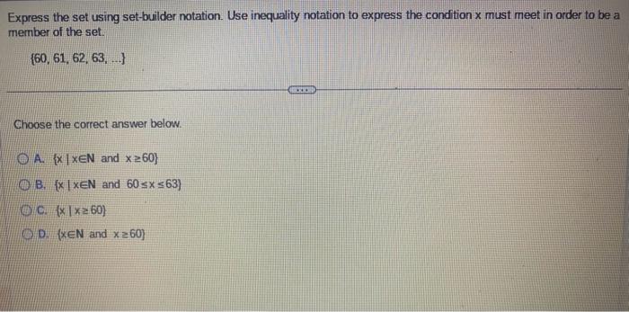 Solved Express the set using set-builder notation. Use | Chegg.com