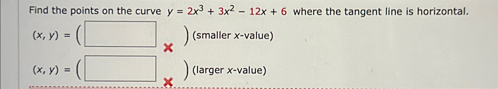 Solved Find the points on the curve y=2x3+3x2-12x+6 ﻿where | Chegg.com