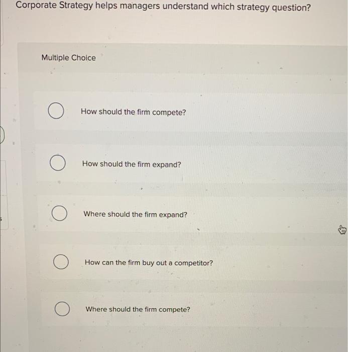 Solved Corporate Strategy helps managers understand which | Chegg.com