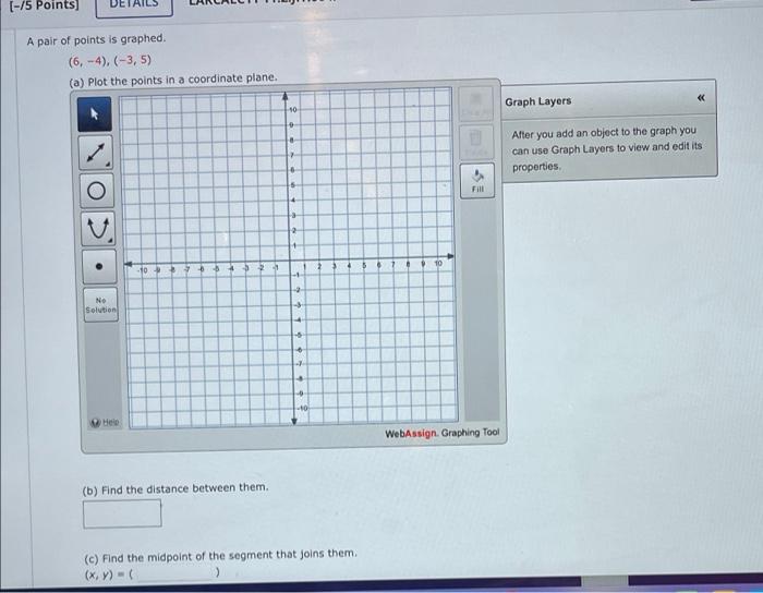 Solved [-/5 Points] A pair of points is graphed. (6. -4), | Chegg.com