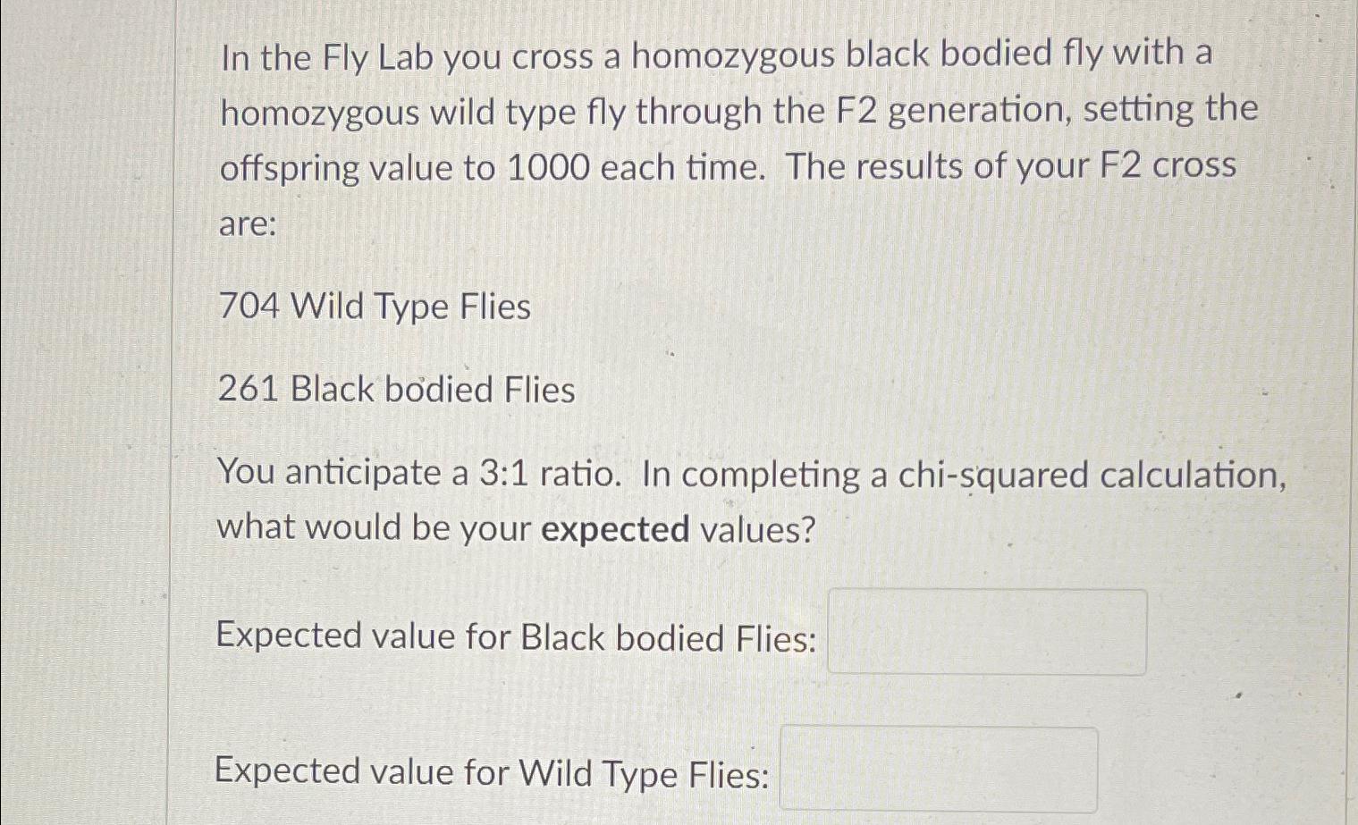 Solved In the Fly Lab you cross a homozygous black bodied | Chegg.com