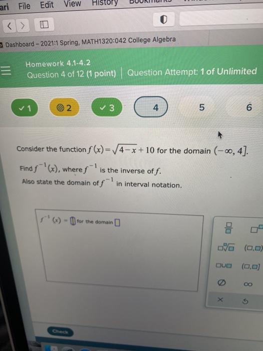 Solved ari File Edit View History Dashboard -2021:1 | Chegg.com