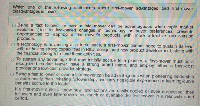 Solved Which one of the following statements about | Chegg.com