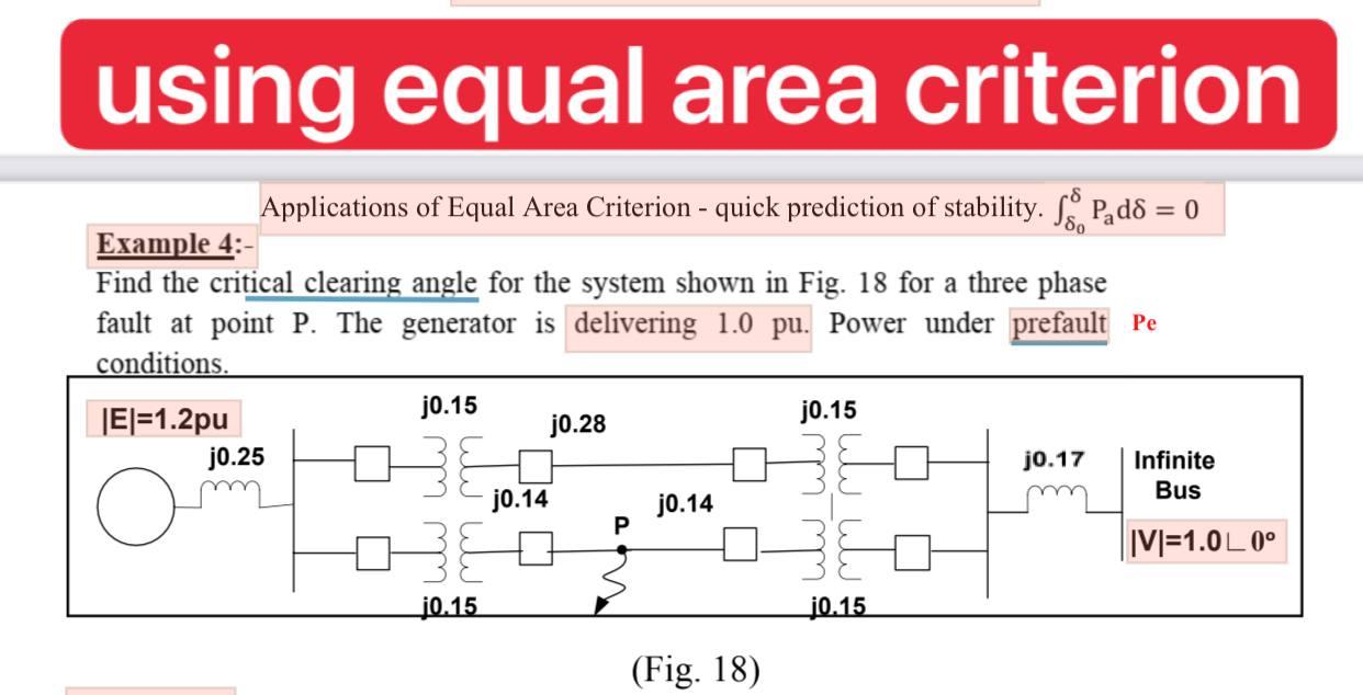 Solved using equal area criterion Applications of Equal Area | Chegg.com