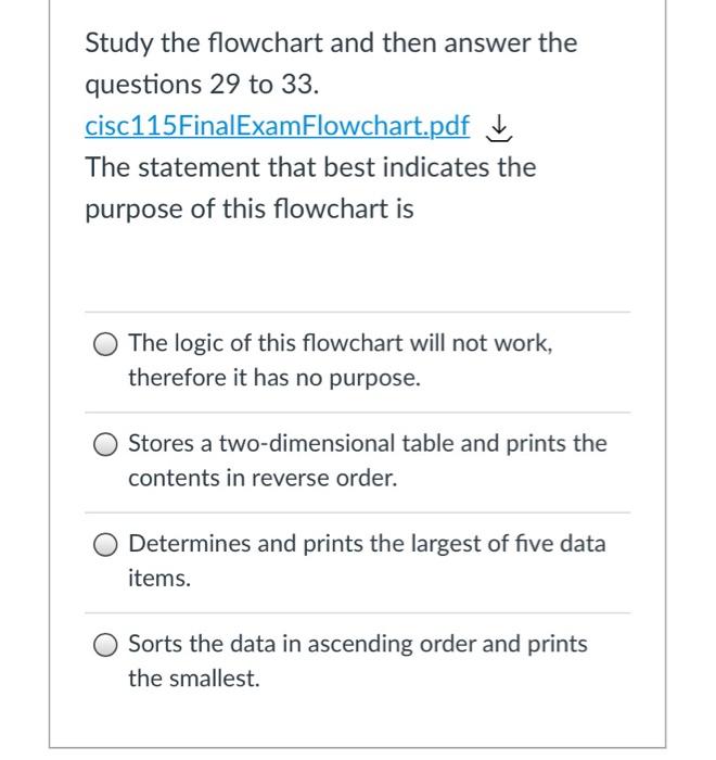 Solved Study the flowchart and then answer the questions 29 | Chegg.com