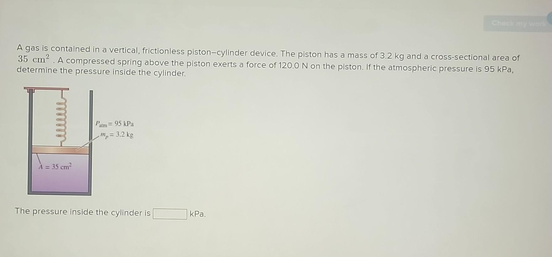 Solved A gas is contained in a vertical, frictionless | Chegg.com