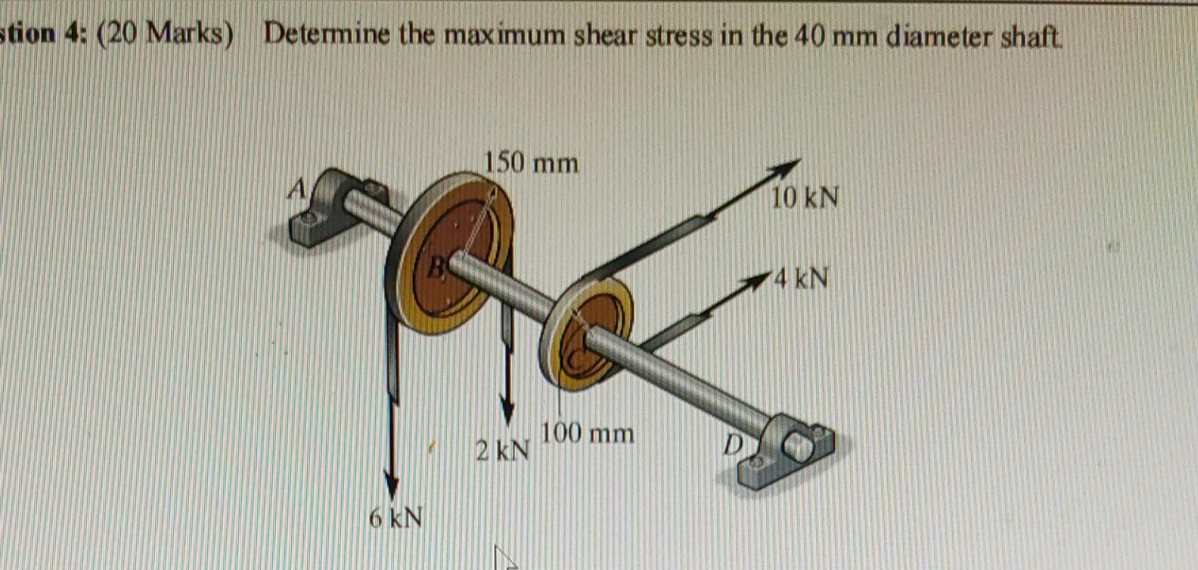 Solved tion 4: (20 Marks) Determine the maximum shear stress | Chegg.com
