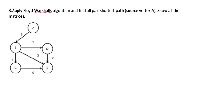 Solved 3apply Floyd Warshalls Algorithm And Find All Pair 