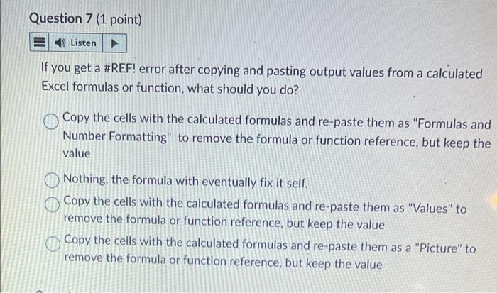 Solved If you get a #REF! error after copying and pasting | Chegg.com