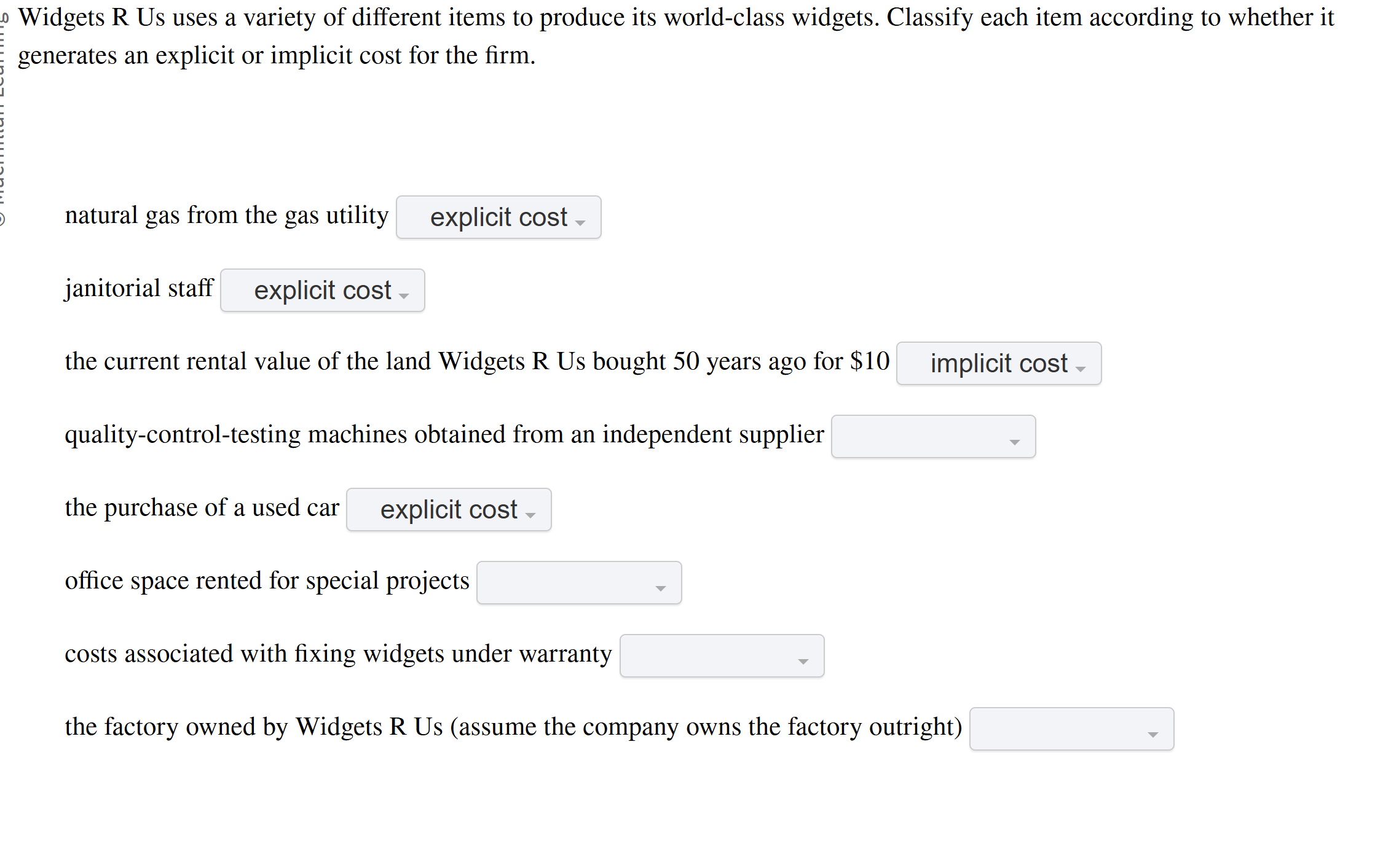Solved 0 ﻿Widgets R Us uses a variety of different items to | Chegg.com