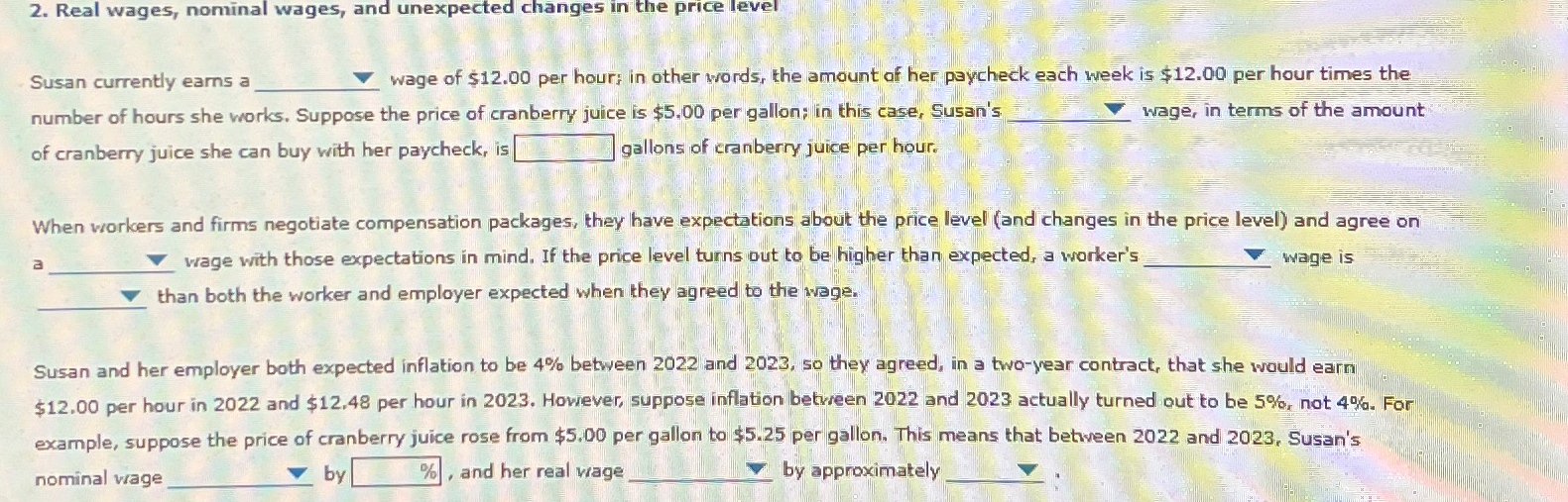 Solved Real wages, nominal wages, and unexpected changes in | Chegg.com