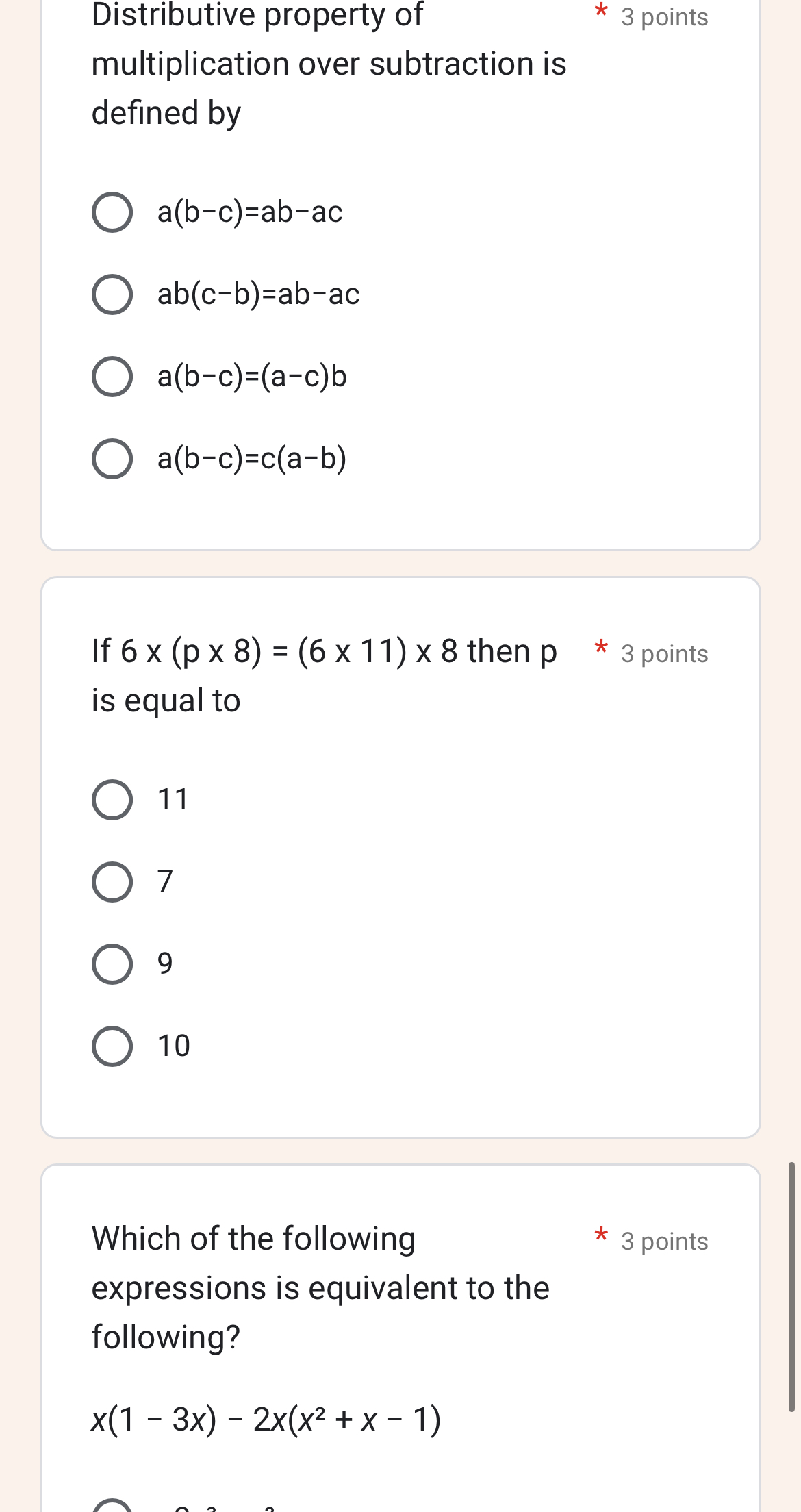 Solved Distributive property of3 ﻿pointsmultiplication over | Chegg.com