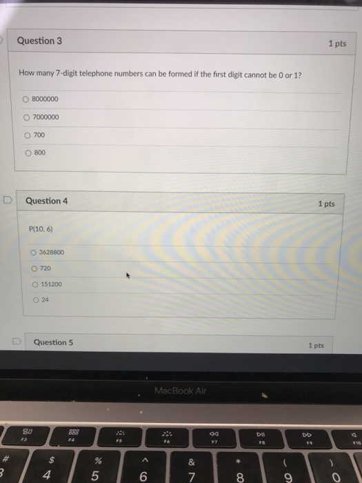 Solved > Question 3 1 pts How many 7-digit telephone numbers | Chegg.com