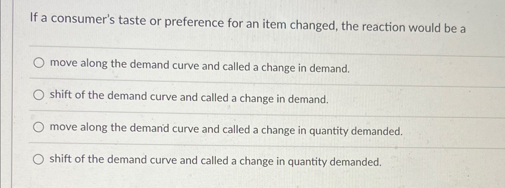 Solved If a consumer's taste or preference for an item | Chegg.com