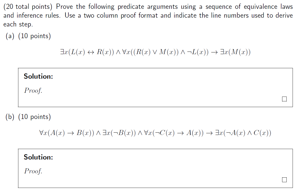 Solved (20 ﻿total points) ﻿Prove the following predicate | Chegg.com