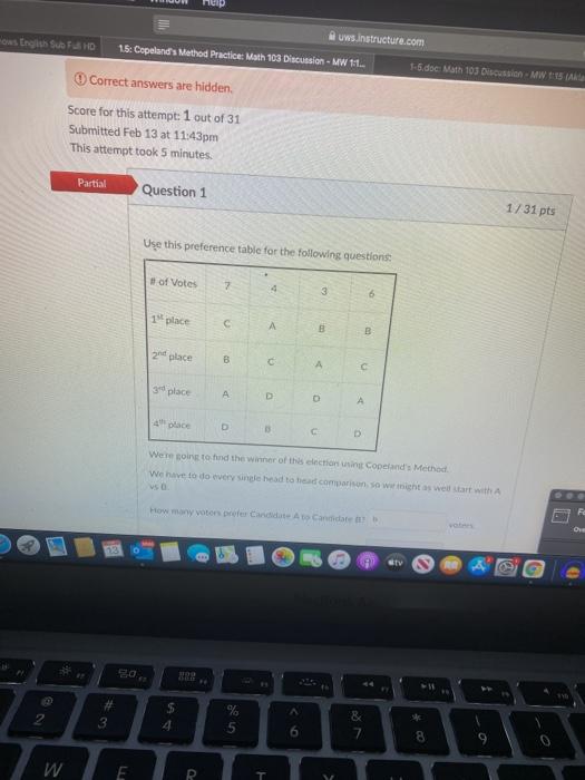 Solved Пер uws.ingtructure.com 16:Copeland Method Practice | Chegg.com