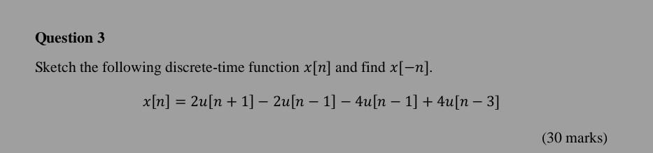 Solved Sketch the following discrete-time function x[n] and | Chegg.com