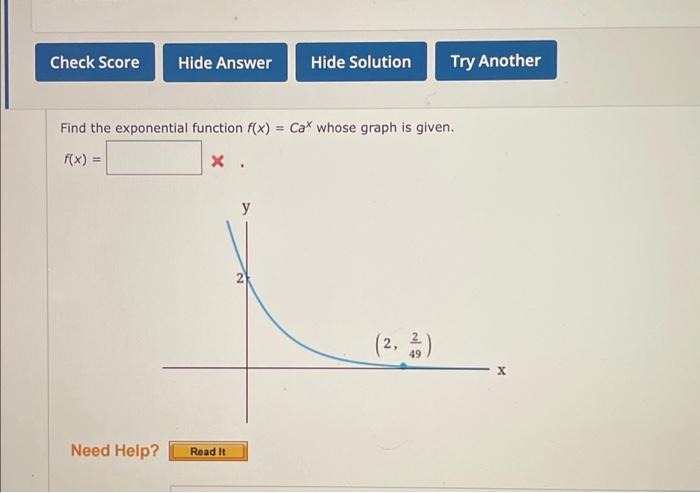 Solved Check Score Hide Answer Need Help? Find the | Chegg.com