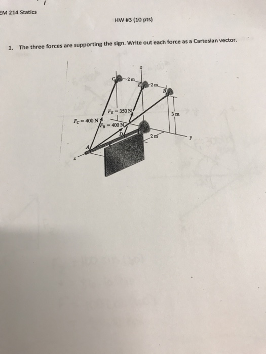 Solved EM 214 Statics HW #3 (10 pts) 1. The three forces are | Chegg.com