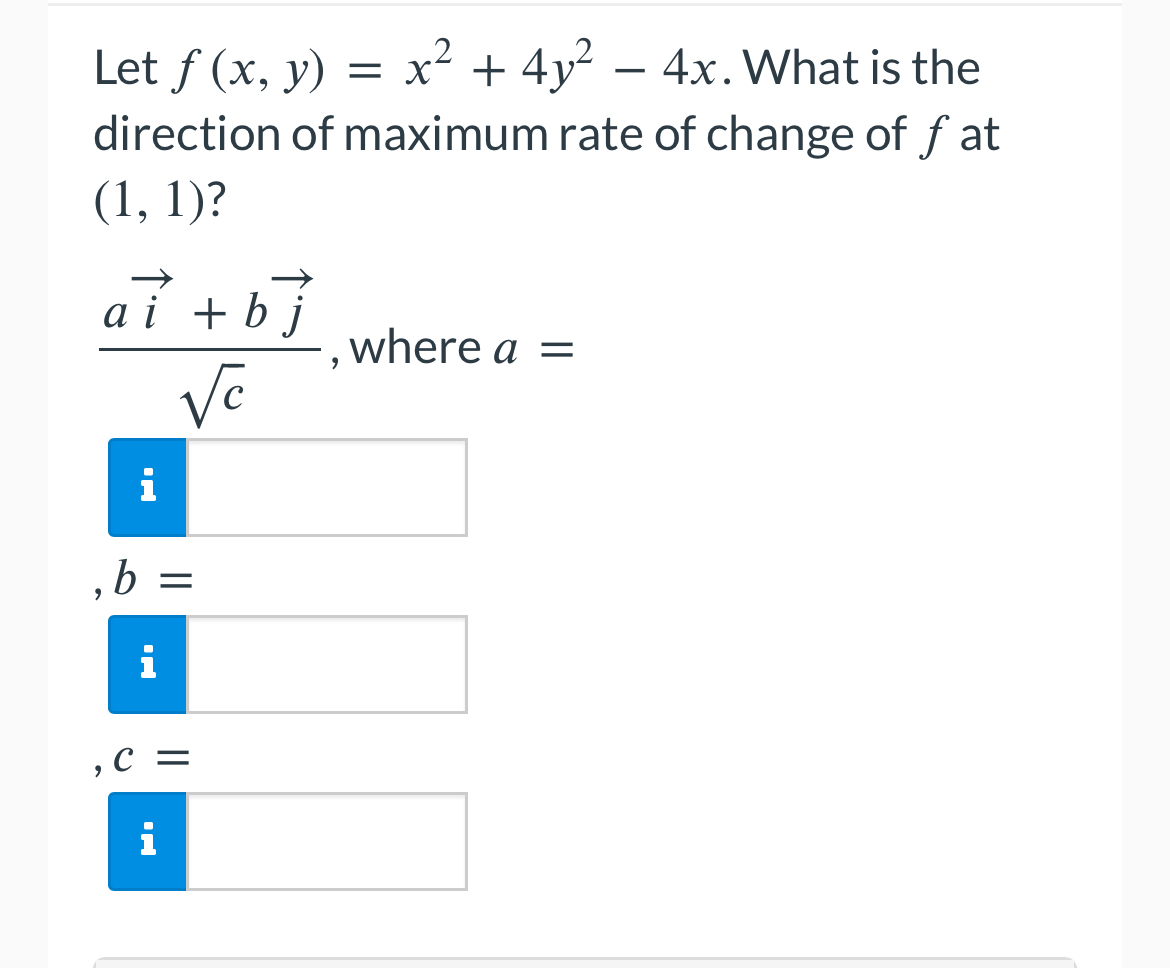 Solved Let f(x,y)=x2+4y2-4x. ﻿What is the direction of | Chegg.com