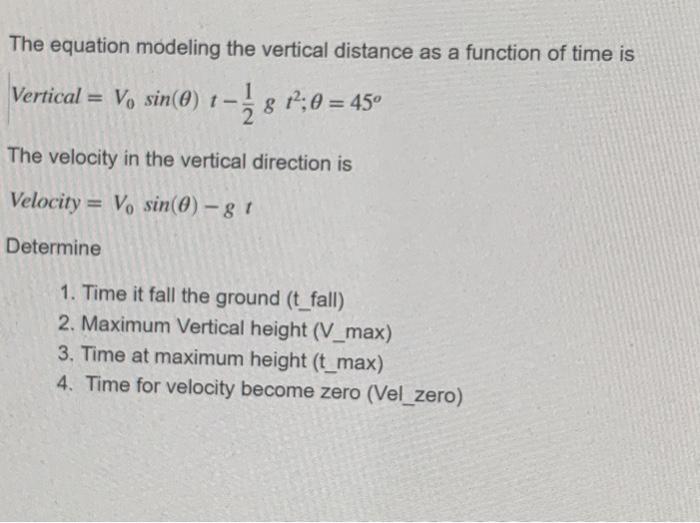 Solved The equation modeling the vertical distance as a | Chegg.com