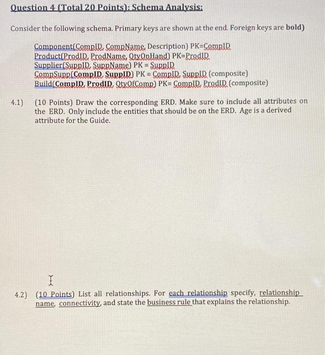 Solved Question 4 (Total 20 Points)Schema Analysis: Consider | Chegg.com