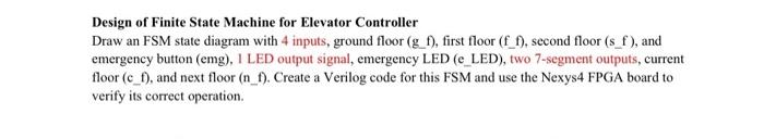 Design of Finite State Machine for Elevator | Chegg.com