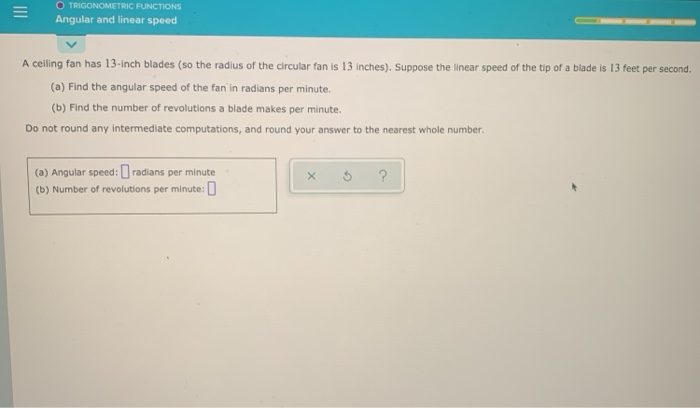 Solved O TRIGONOMETRIC FUNCTIONS Angular and linear speed A | Chegg.com