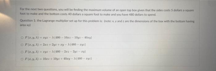 Solved For the next two questions, you will be finding the | Chegg.com