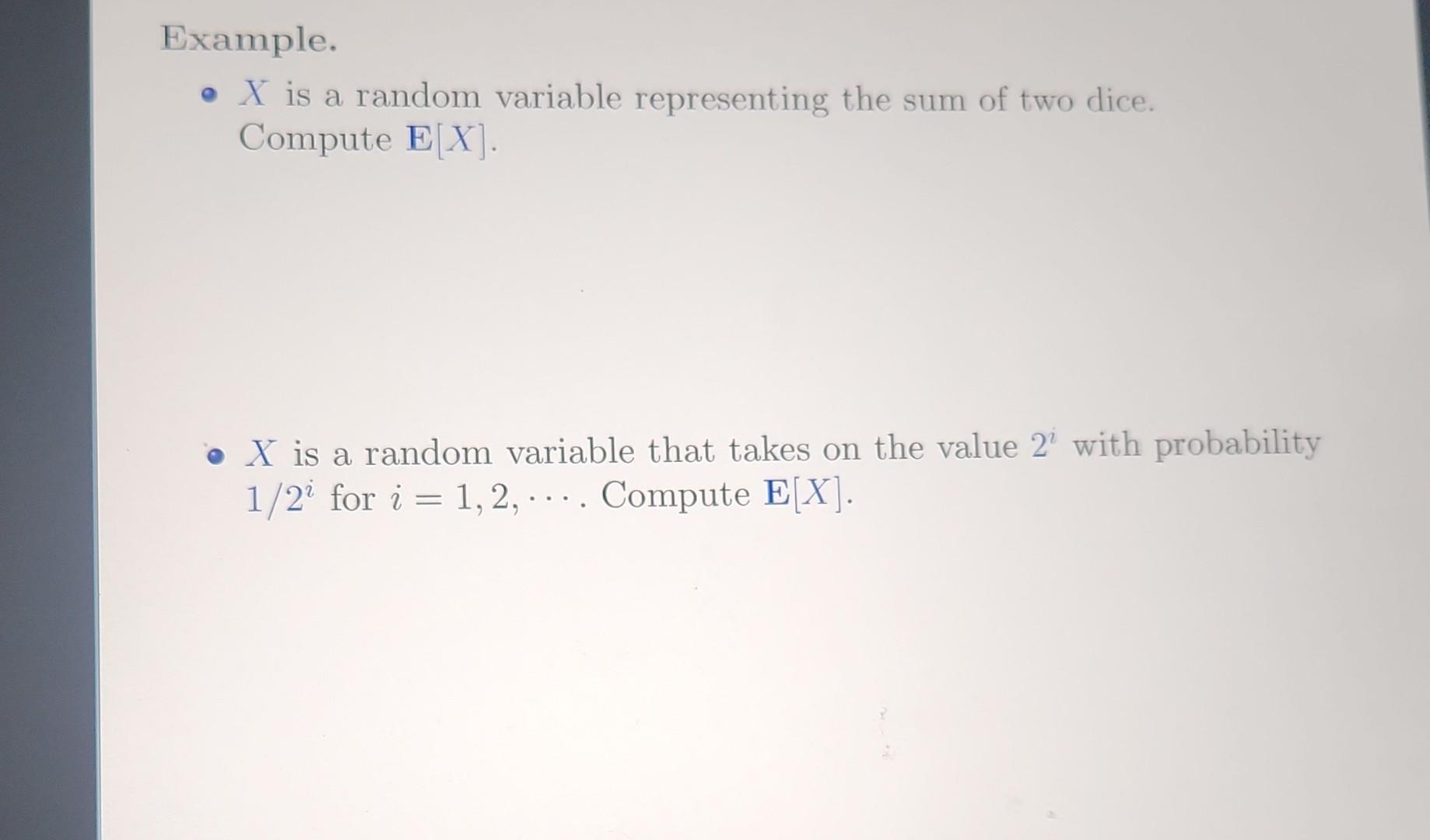 Solved Example. X is a random variable representing the sum | Chegg.com