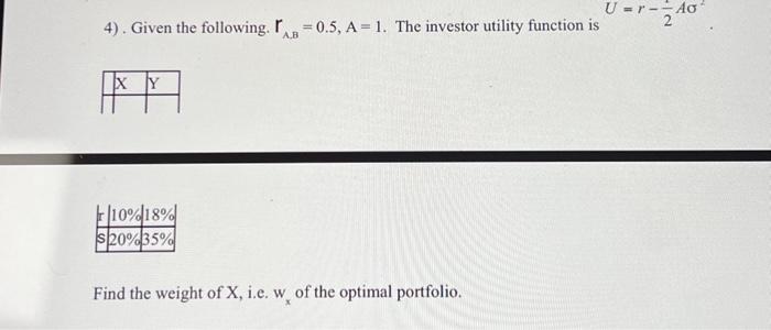 Solved Given the following. r = 0.5, A= 1. The investor | Chegg.com