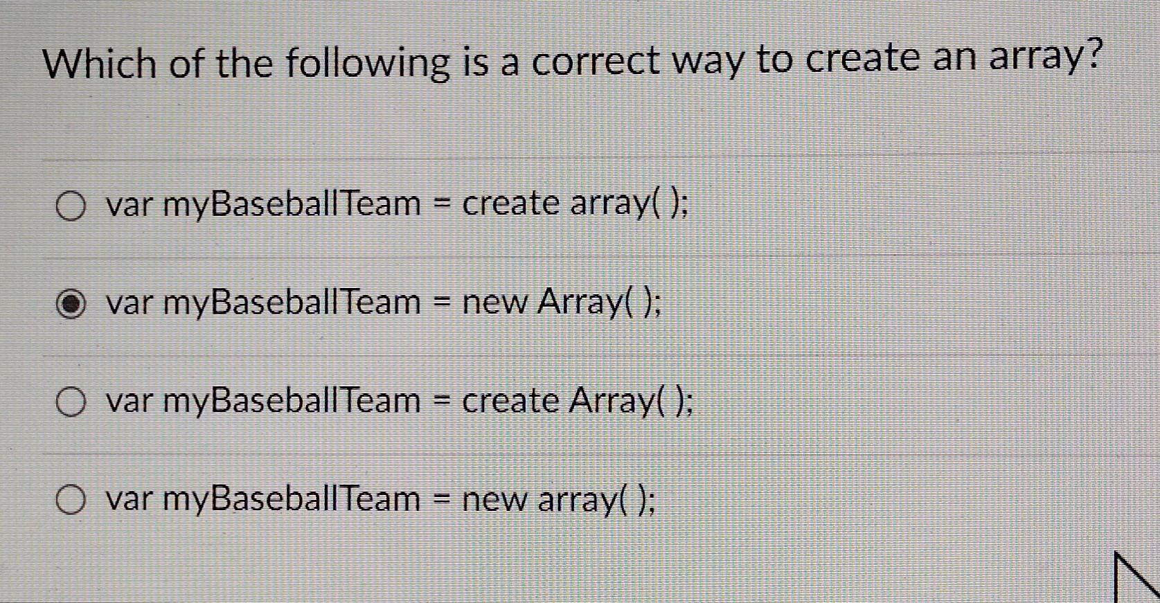 Solved Which of the following is a correct way to create an | Chegg.com