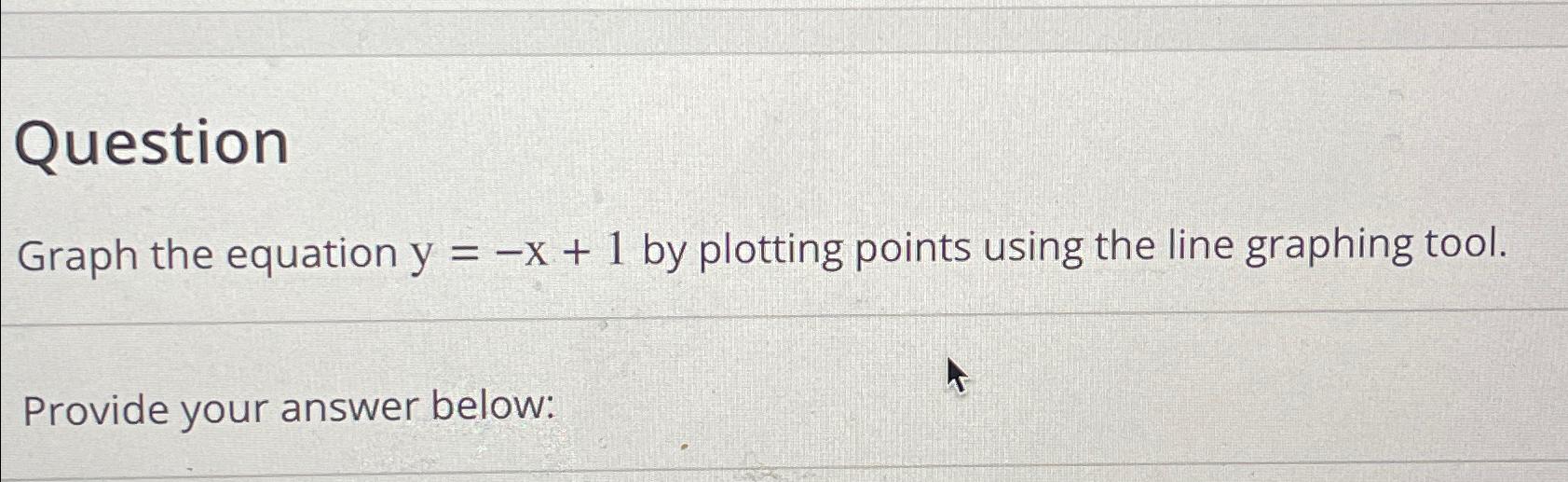 Solved QuestionGraph the equation y=-x+1 ﻿by plotting points | Chegg.com