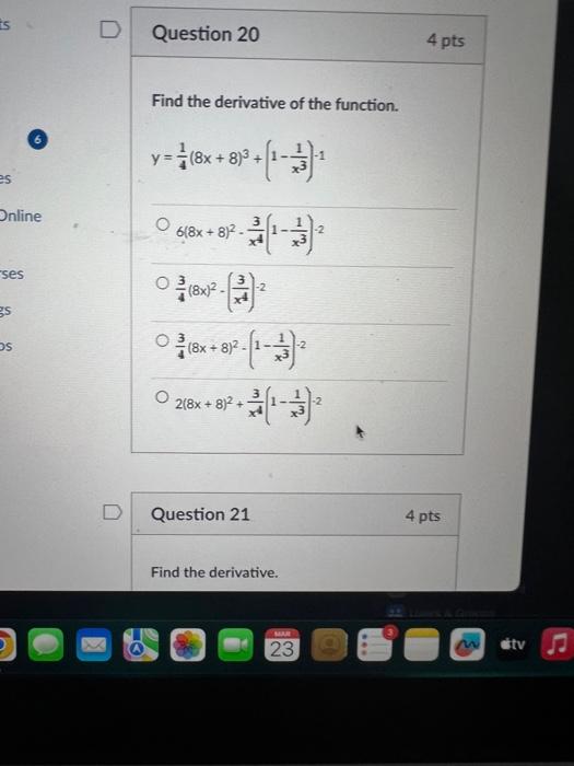 Solved Question 17 Find the derivative. | Chegg.com