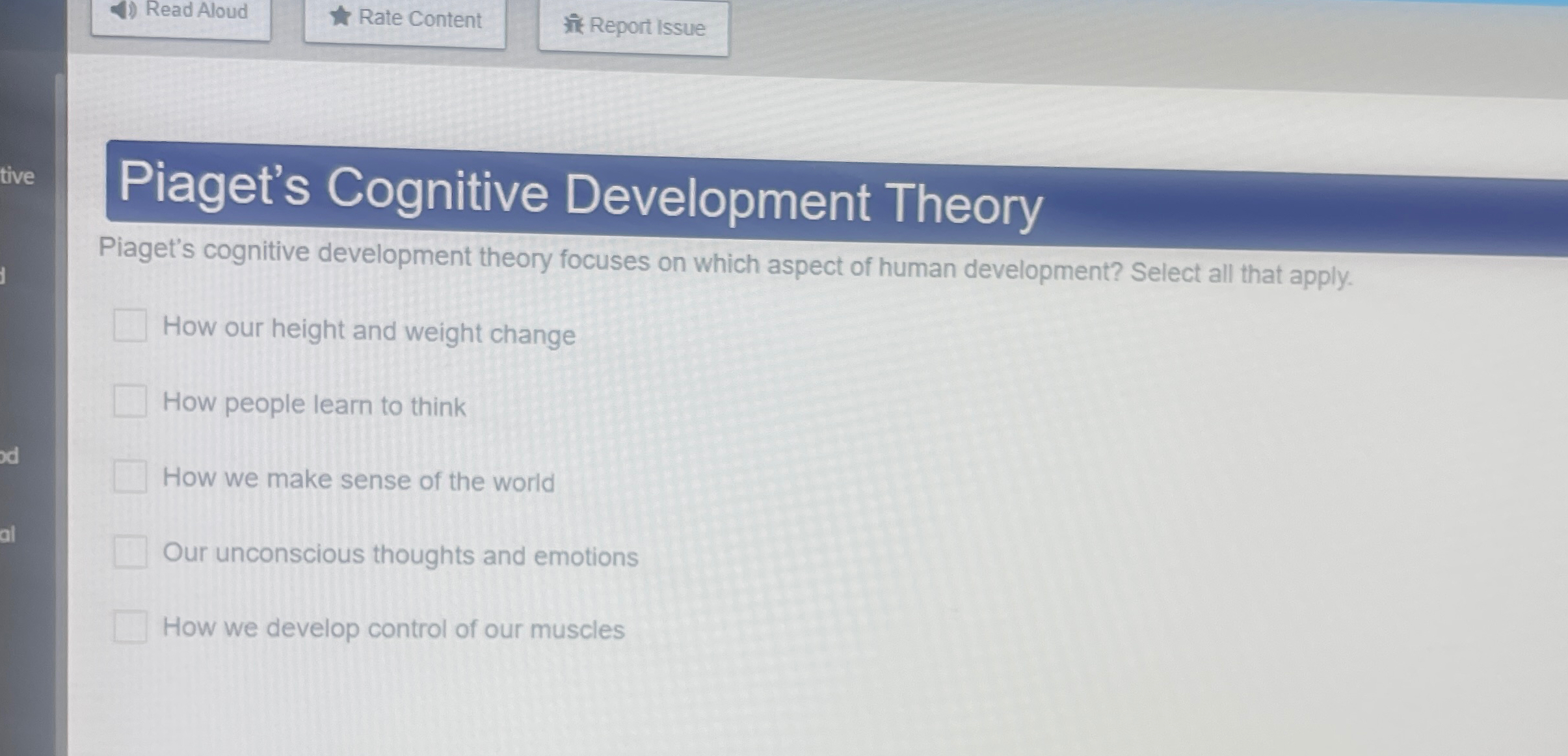 Solved Read AloudPiaget's Cognitive Development | Chegg.com