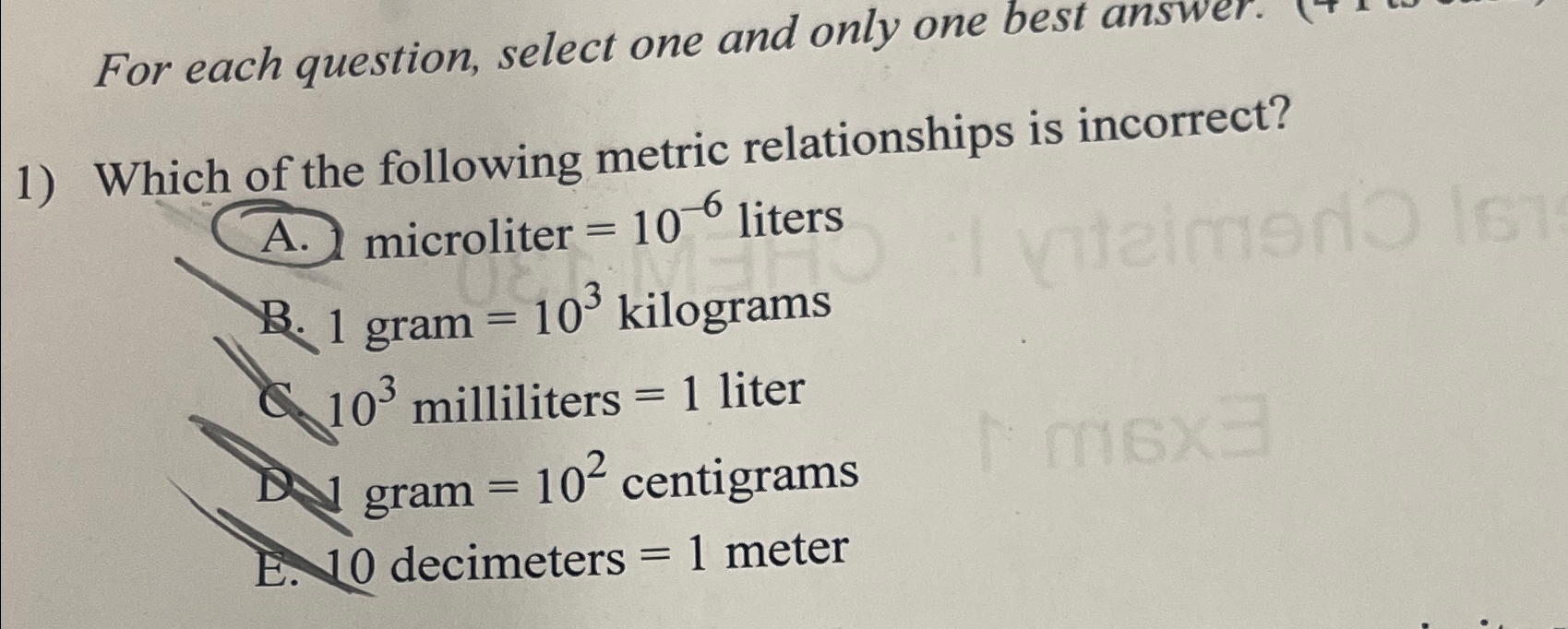 Solved For each question, select one and only one best | Chegg.com