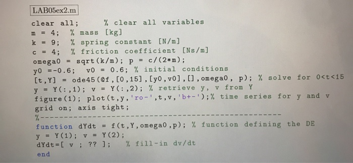 Solved Figure 2: Damped harmonic motion 3. Fill in | Chegg.com